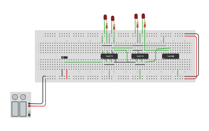 Circuit design BCD counter - Tinkercad