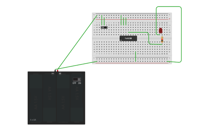 Circuit design NOT USING NAND GATE - Tinkercad