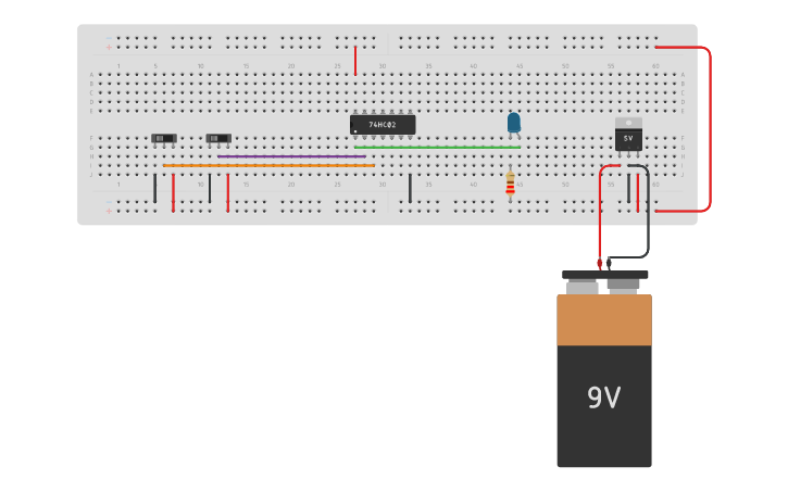 Circuit design Logic Gate NOR Simulation | Tinkercad