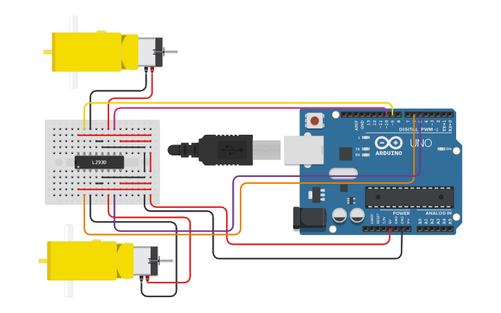 Circuit design kawalan Jauh (HC-05) - Tinkercad