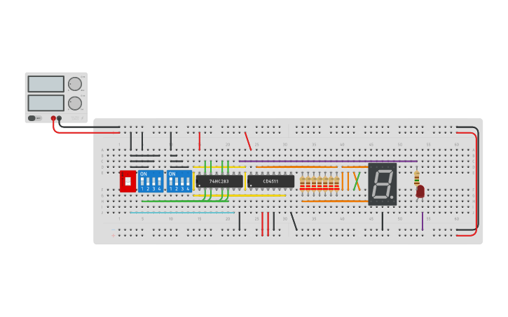 Circuit design Sumador 4 Bits - Tinkercad