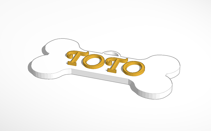 3D design custom font dog tag - toto - Tinkercad