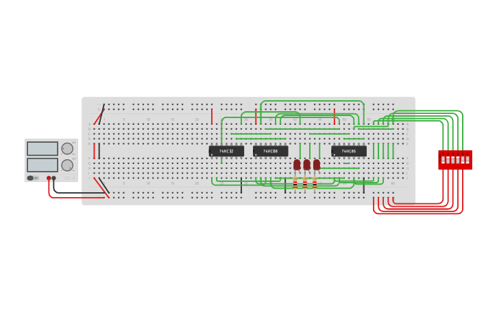 Circuit design 2 bit adder | Tinkercad