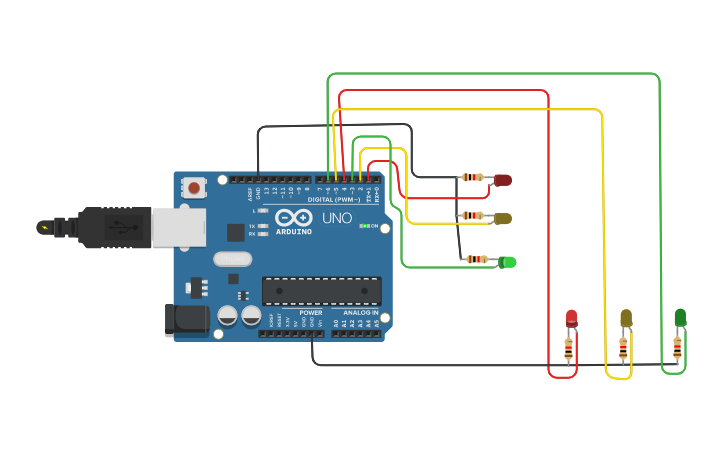 Circuit design two way traffic control - Tinkercad