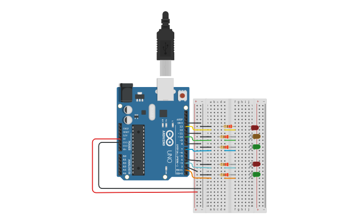 Circuit design PFR Arduino | Tinkercad