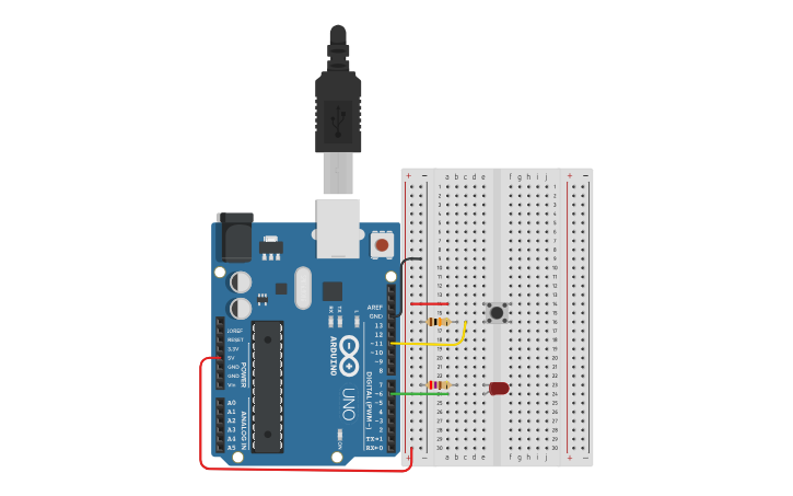 Circuit design PushButton - Tinkercad