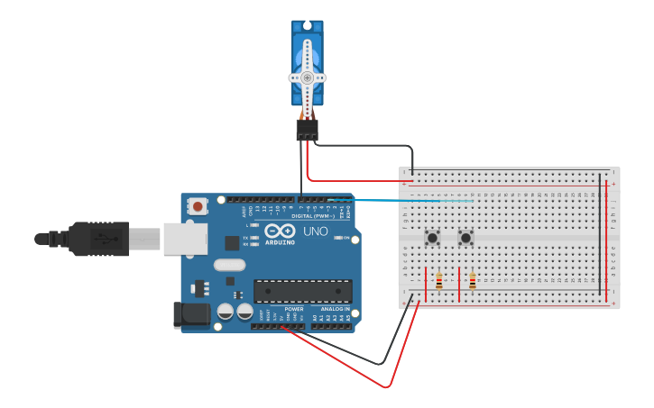 Circuit Design Servo Motor Tinkercad