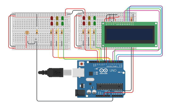 Circuit Design Two Way Traffic Light Control System Arduino Simulation