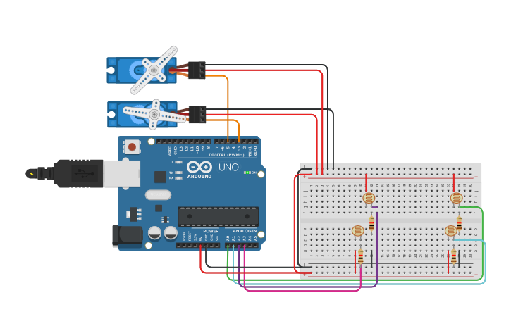 Circuit design Rastreador Solar - Tinkercad