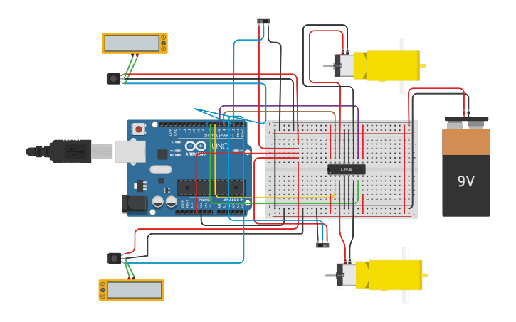 Circuit design Line Follower Robot - Tinkercad