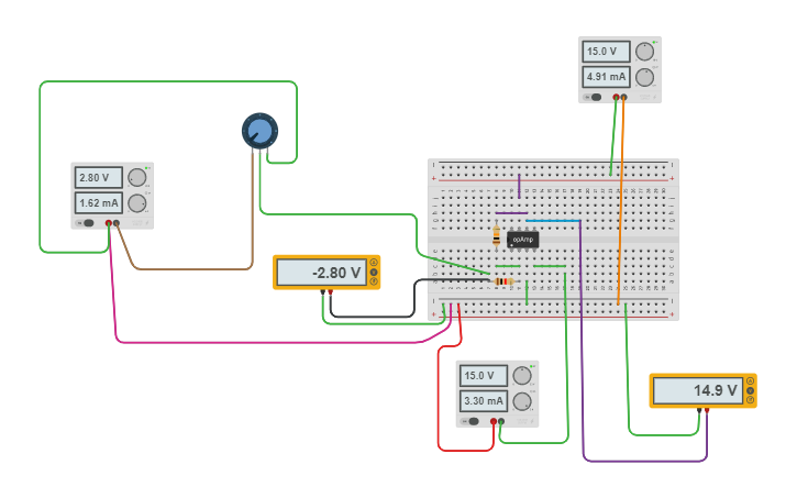 Circuit Design Inverting Amplifier Tinkercad