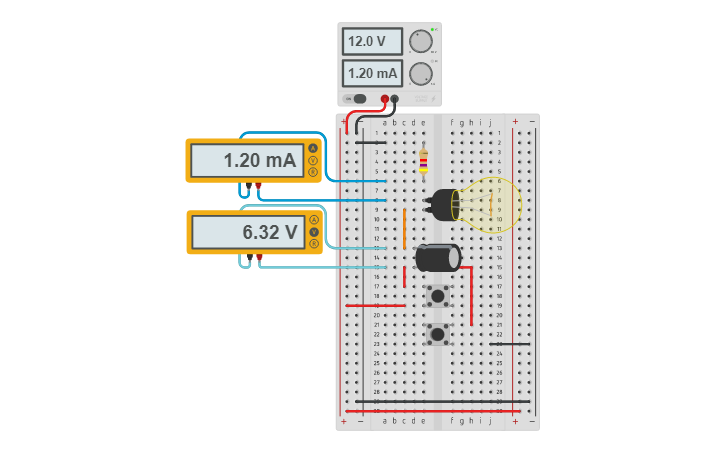 Circuit design Charge-discharge capacitor | Tinkercad