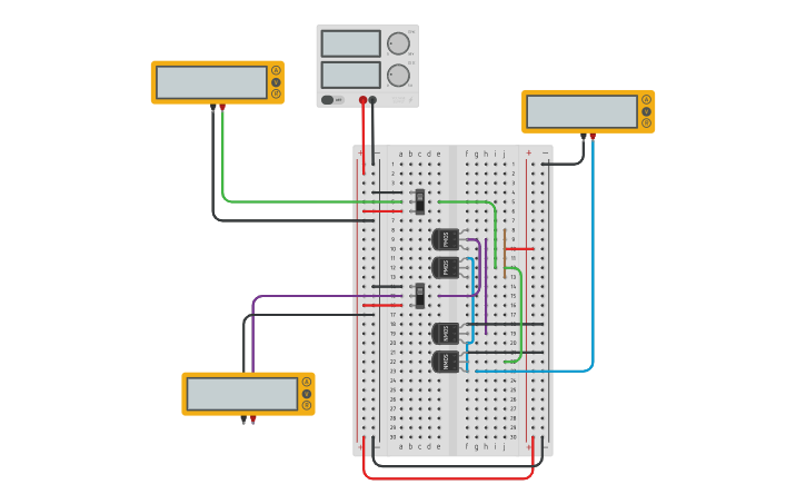Circuit design CMOS NOR2 - Tinkercad