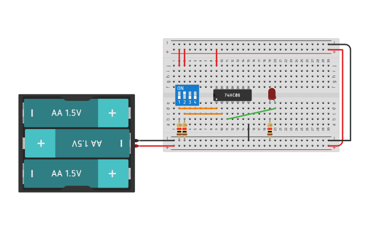 Circuit design Puerta AND | Tinkercad