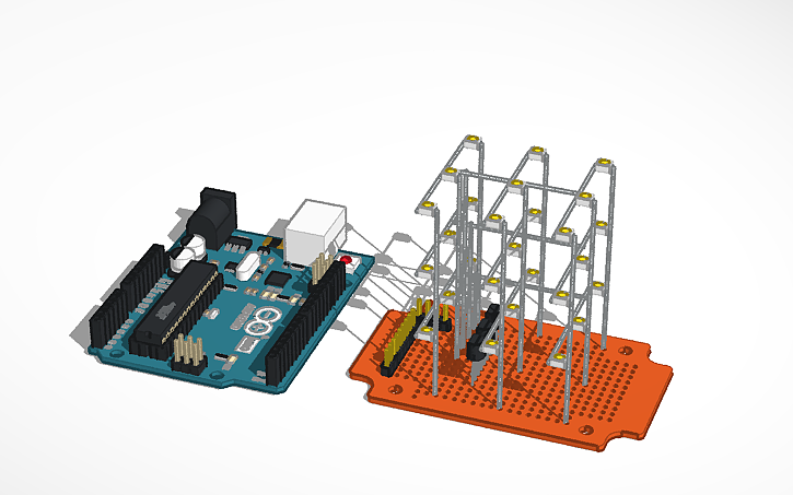 3D design LED SMD 3528 3x3x3 + Arduino Uno - Tinkercad