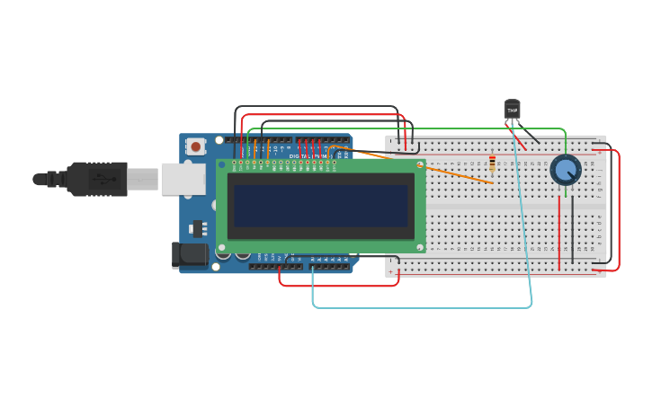 Circuit design Temperature Control - Tinkercad