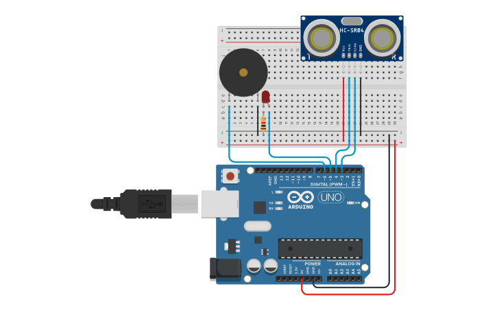 Circuit design Ultrasonic Distance Sensor | Tinkercad