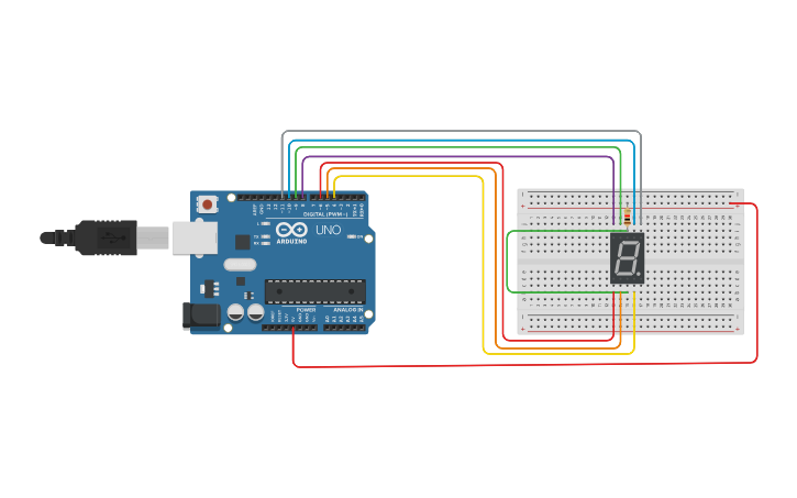 Circuit design G2: 7- SEGMENT DISPLAY - Tinkercad