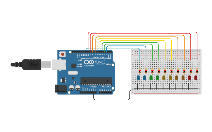 Circuit Design 10 X Led Step Sequence Tinkercad