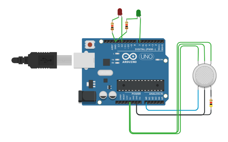 Circuit design Gas Sensor - Tinkercad