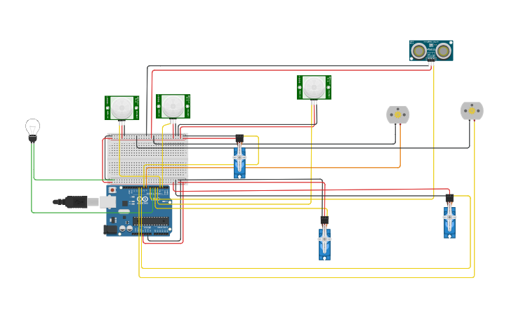 Circuit design Touch Less Washroom | Tinkercad