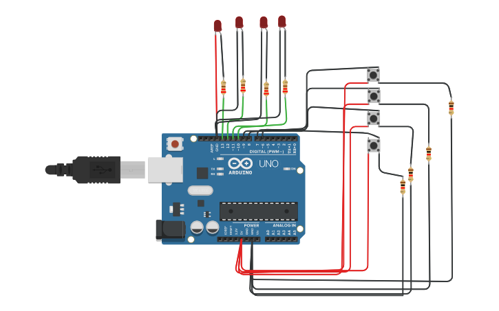 Circuit design Led pushbutton - Tinkercad Circuit design Led pushbutton - Tinkercad