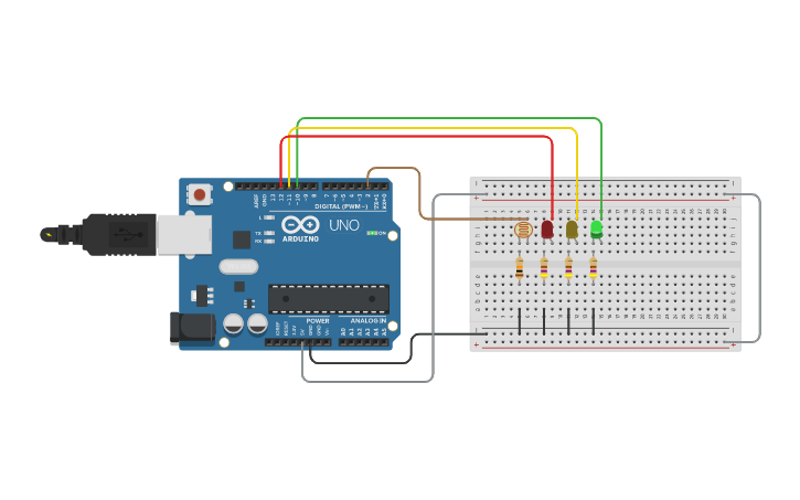 Circuit design Arduino 6 - Uso de las entradas analógicas - Tinkercad