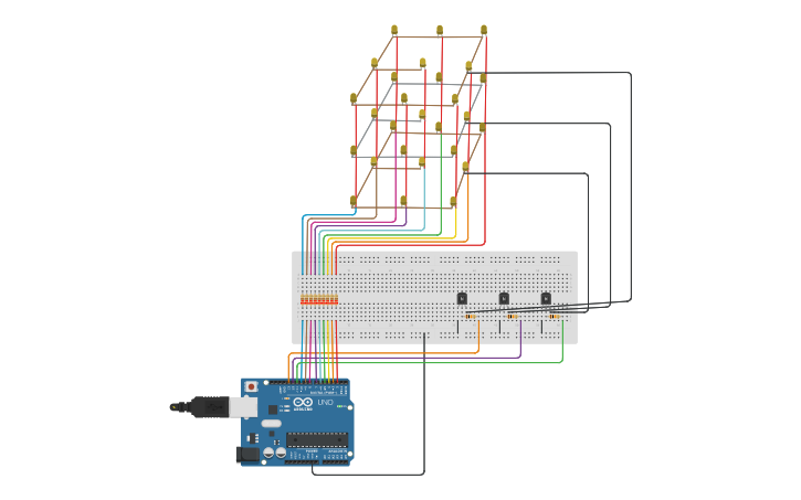 Circuit design Copy of Modos de funcionamiento Cubo-Leds 3x3x3 | Tinkercad