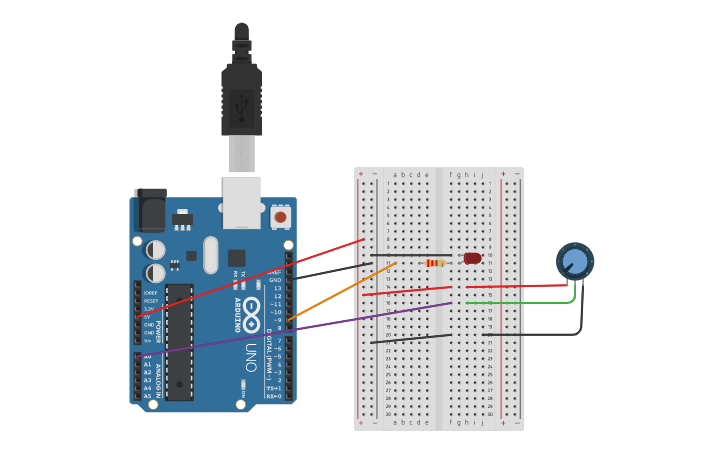 Circuit design Potentiometer Activity | Tinkercad