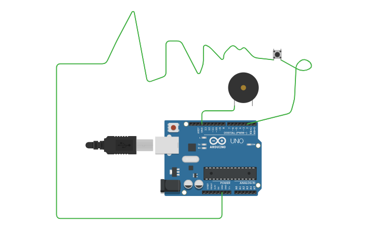 Circuit design Buzz Wire Game using Arduino - Tinkercad