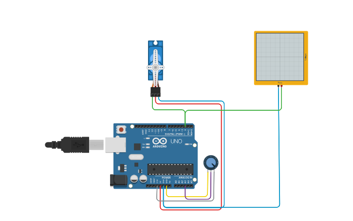 Circuit design Servo Aufgabe 1 | Tinkercad