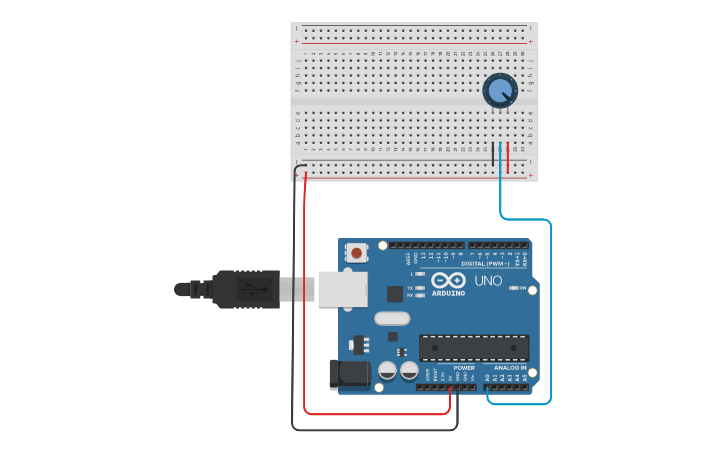 Circuit design Potencjometr | Tinkercad
