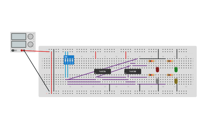 Circuit design 2x4 Decoder - Tinkercad