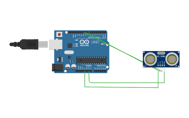 Circuit design sonar sensor - Tinkercad