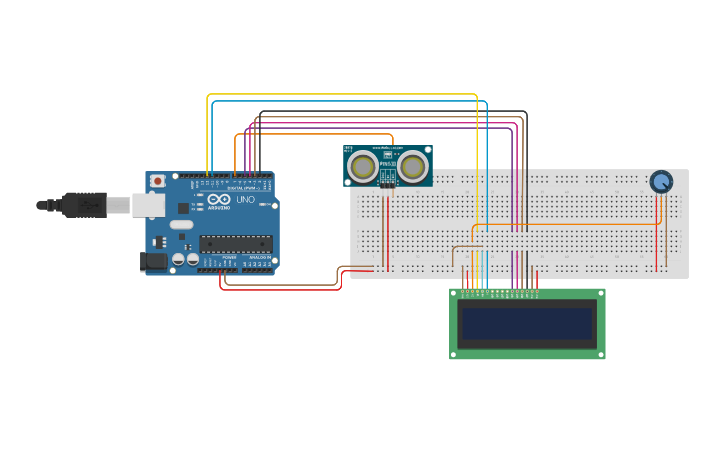 Circuit design HC-SR04 Sensör İle Mesafe Ölçümü | Tinkercad