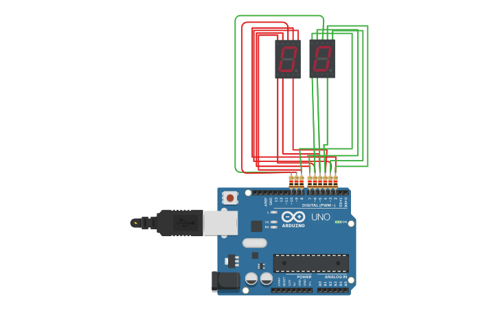 Circuit design 1-40 counter - Tinkercad