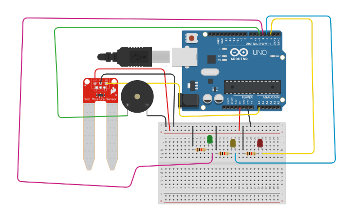 Circuit design water sensor - Tinkercad
