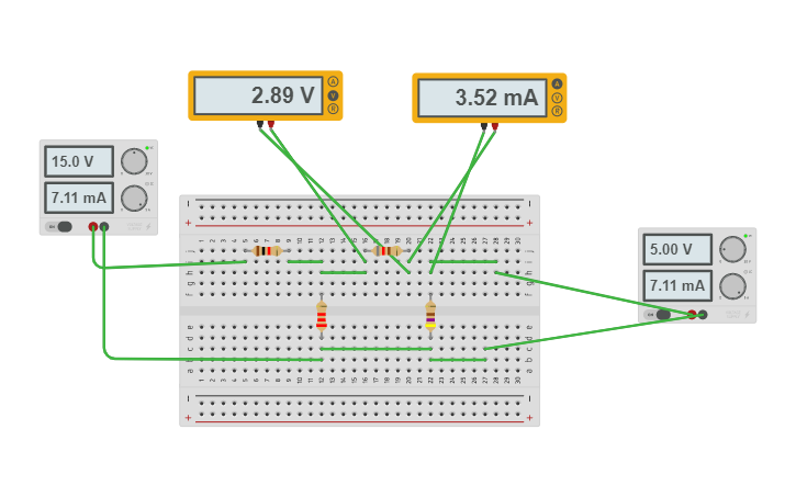 Circuit design VOLTAJE Y CORRIENTE | Tinkercad