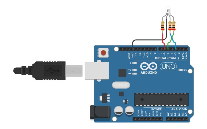 Circuit design Arduino RGB LED - setColor - Tinkercad