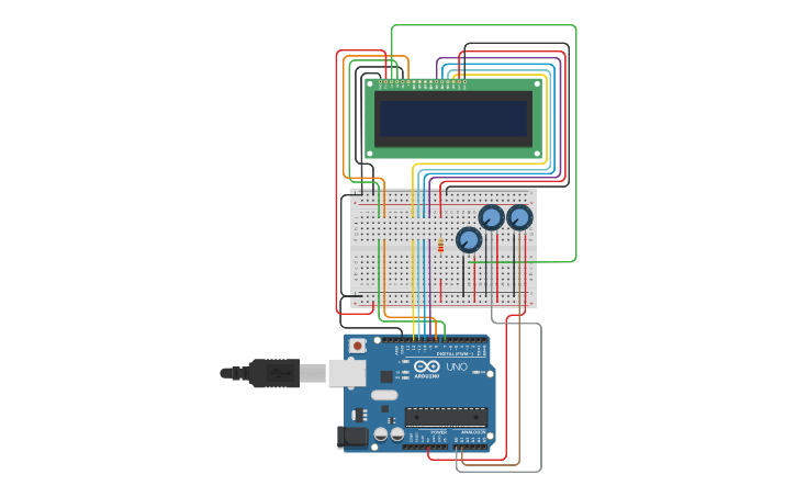 Circuit design Pantalla lcd control de nivel - Tinkercad