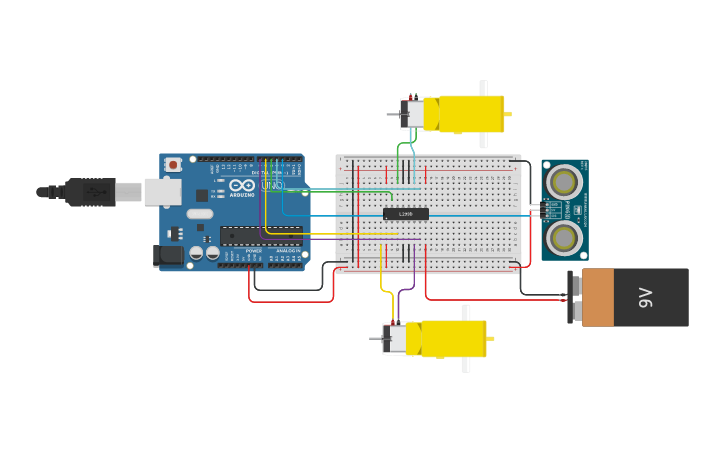 Circuit design Arduino - Sensor de Ultrasonido - Tinkercad
