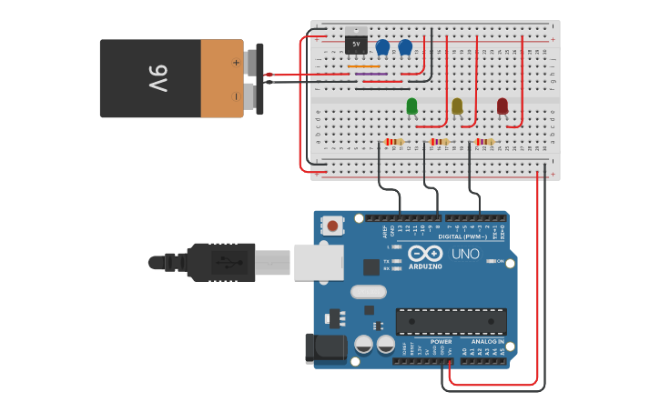 Circuit design SEMÁFORO 1 - Tinkercad
