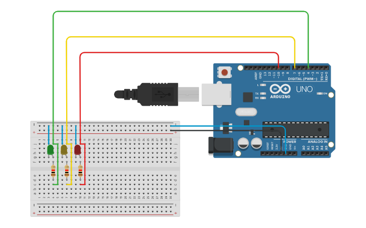 Circuit design Traffic control system - Tinkercad
