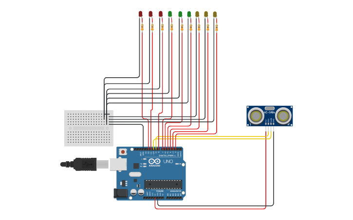 Circuit design ultrassonico - Tinkercad