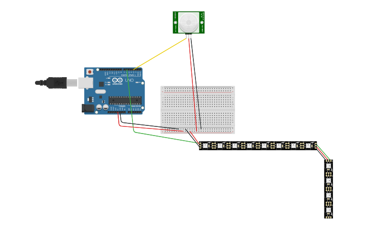 Circuit design LED Trigger Rainbow | Tinkercad