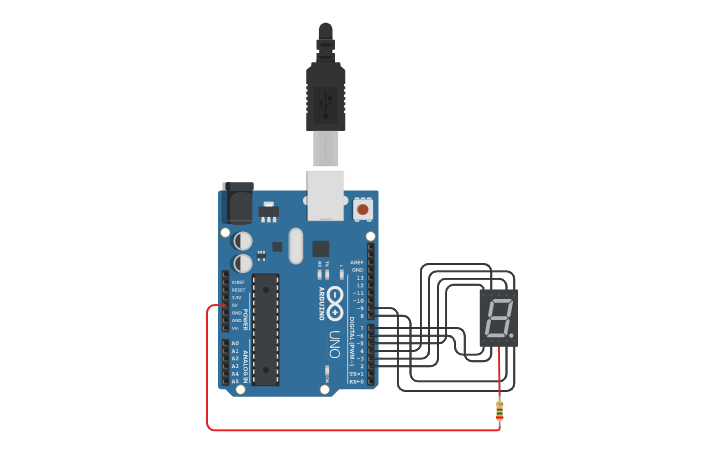 Circuit Design Control Of Seven Segment Display Common Anode Configuration Tinkercad