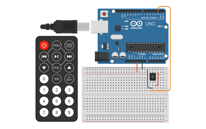 Circuit design IR Ejemplo Monitor Serial | Tinkercad