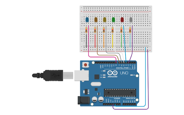 Circuit design led rgd - Tinkercad