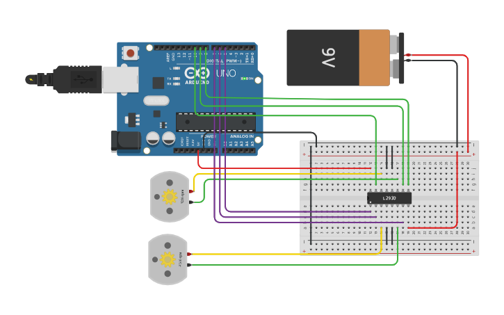 Circuit design Puente H L2930 - Tinkercad