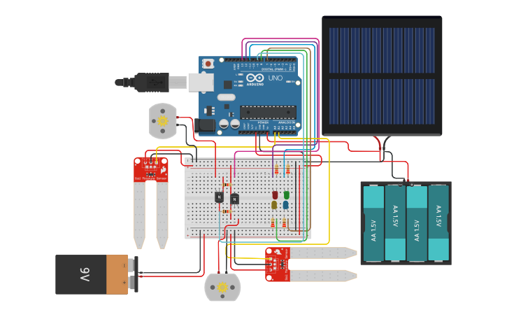 Circuit design Automated Plant Watering System - Extra Mission - Tinkercad